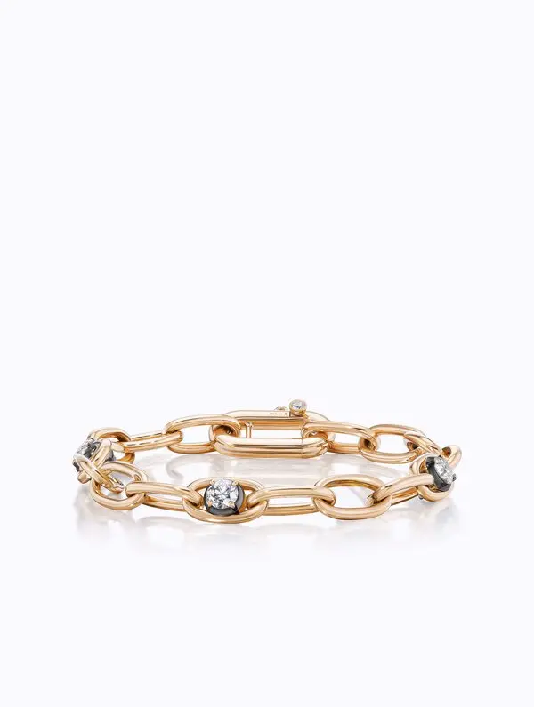 BRIONY RAYMOND Shadow Link Diamond Bracelet - 18 Karat Rose Gold