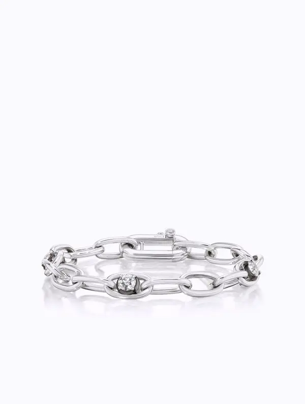 BRIONY RAYMOND Shadow Diamond Link Bracelet - 18 Karat White Gold