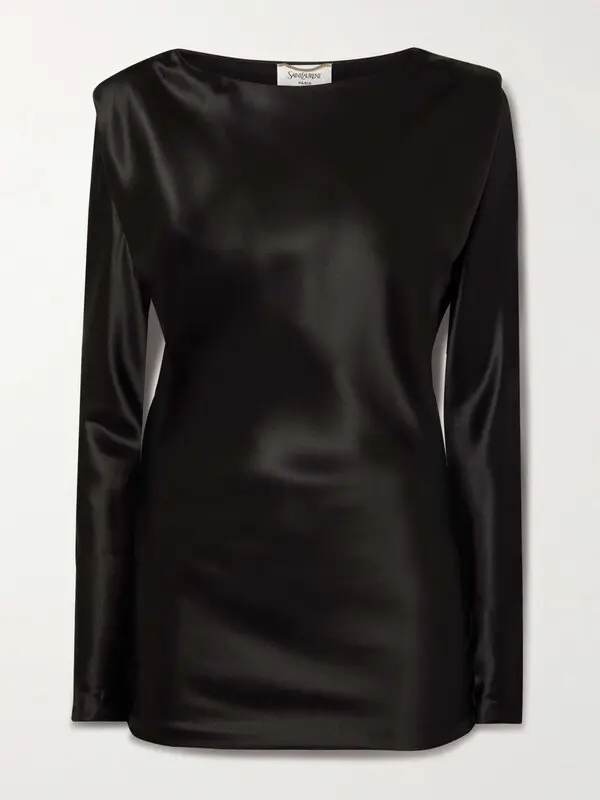 Saint Laurent Draped Silk-satin Blouse