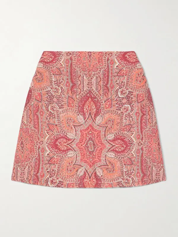 MARTA FERRI Printed Linen Mini Skirt - Red