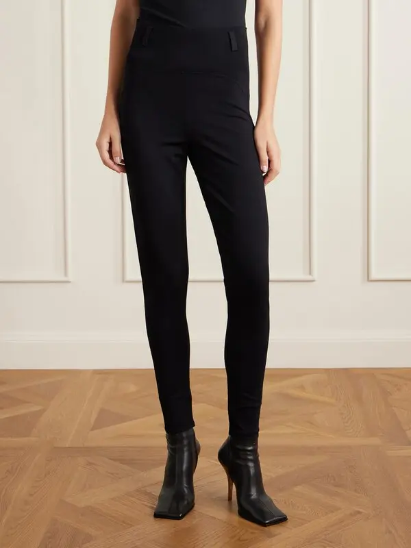 Alaïa Paneled Ribbed-knit And Stretch-jersey Leggings