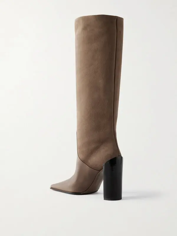 Alaïa Leather And Nubuck Knee Boots - Brown