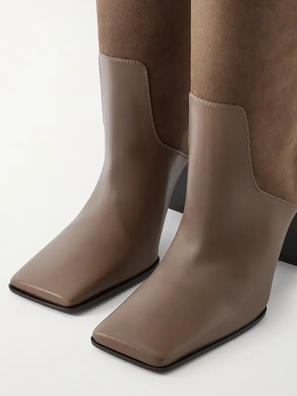 Alaïa Leather And Nubuck Knee Boots - Brown