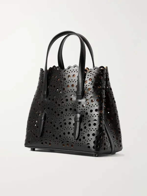 Alaïa Mina 20 Laser-cut Leather Tote - Black