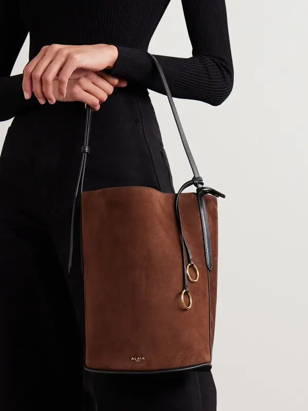 Alaïa Leather-trimmed Suede Tote