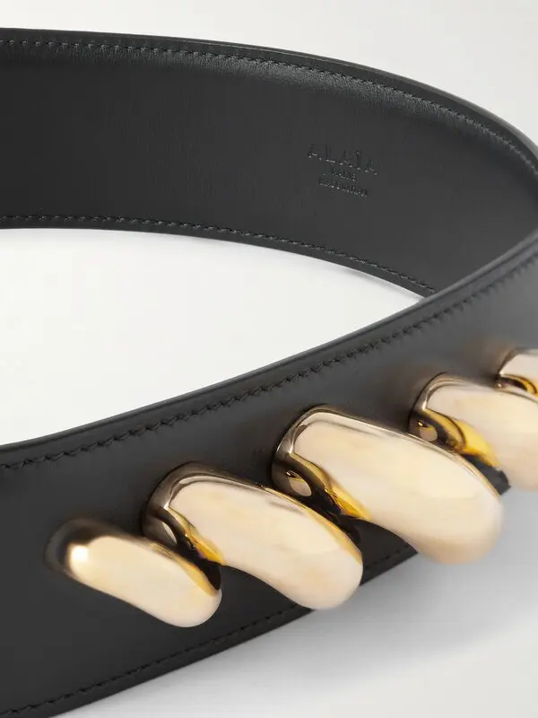 Alaïa Gold-tone Embellished Leather Belt - Black