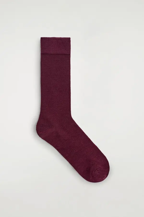 Cos Fine Knit Wool-blend Socks - Red