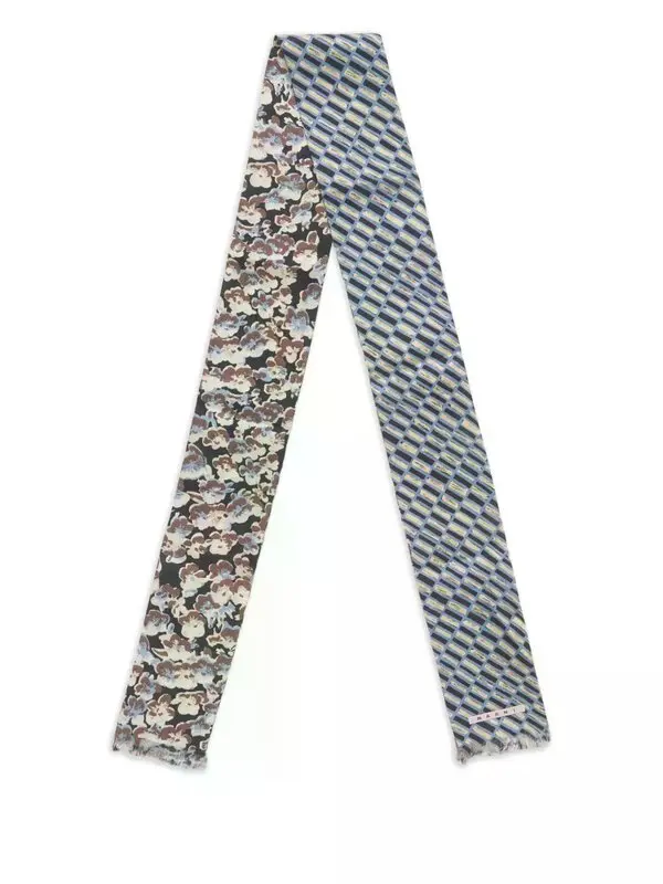 Marni Double-sided Frayed Scarf - Blue