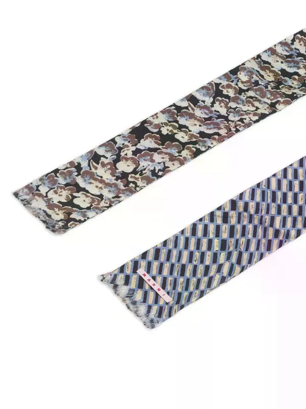 Marni Double-sided Frayed Scarf - Blue