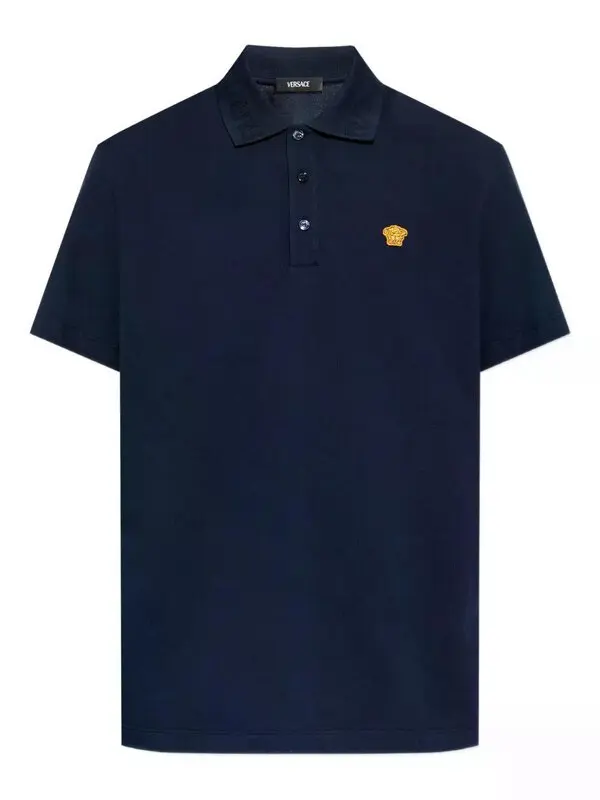Versace Medusa Head-appliqué Polo Shirt - Blue