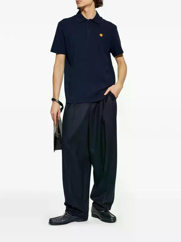 Versace Medusa Head-appliqué Polo Shirt - Blue