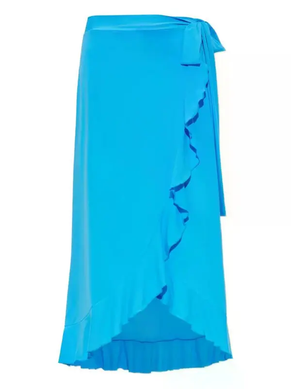 Melissa Odabash Ruffled-trim Tie-fastening Midi Skirt - Blue