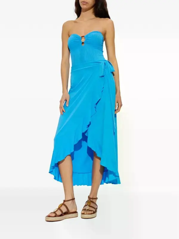 Melissa Odabash Ruffled-trim Tie-fastening Midi Skirt - Blue