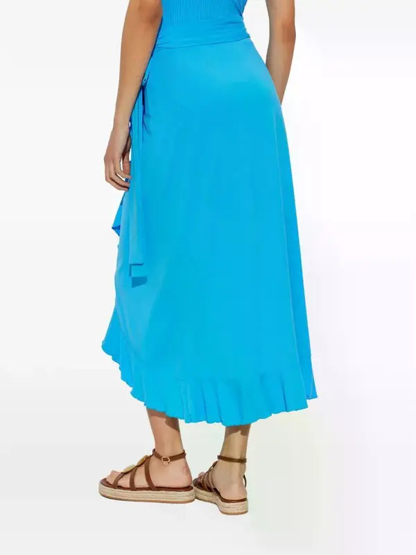 Melissa Odabash Ruffled-trim Tie-fastening Midi Skirt - Blue