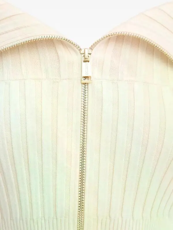 Guess Off-shoulder Zip Knitwear - Neutrals