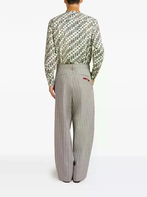 Marni Pleated Tartan Virgin Wool Trousers - Grey