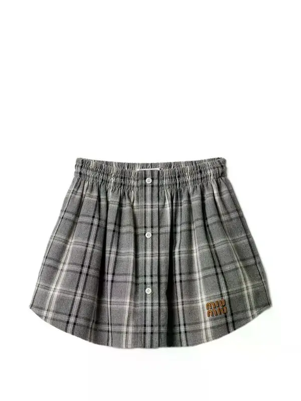 Miu Miu Checked Flannel Mini Skirt - Grey