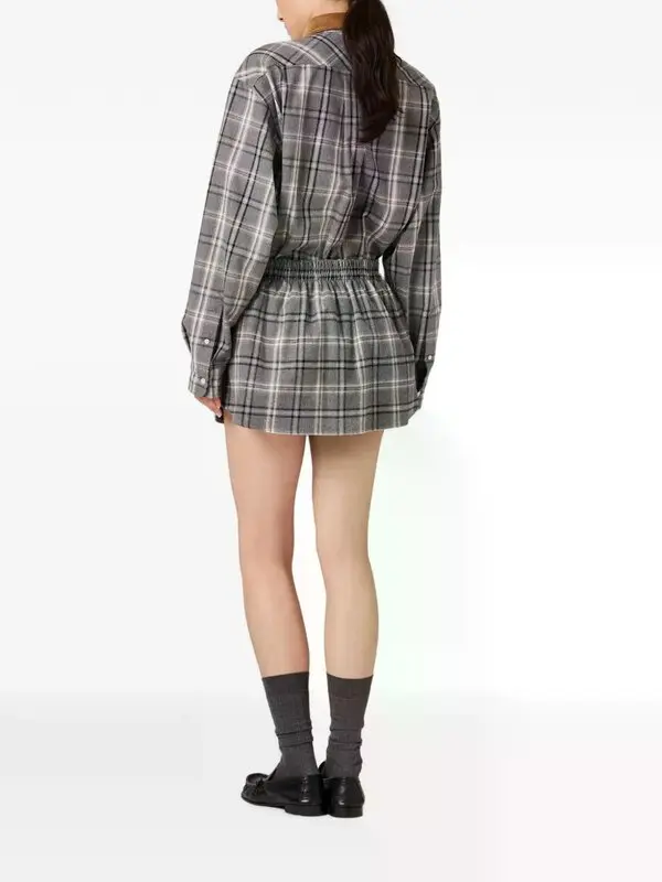 Miu Miu Checked Flannel Mini Skirt - Grey