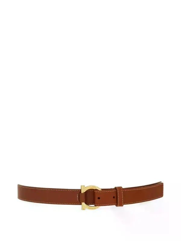 FERRAGAMO Stitched Gancini Belt - Brown