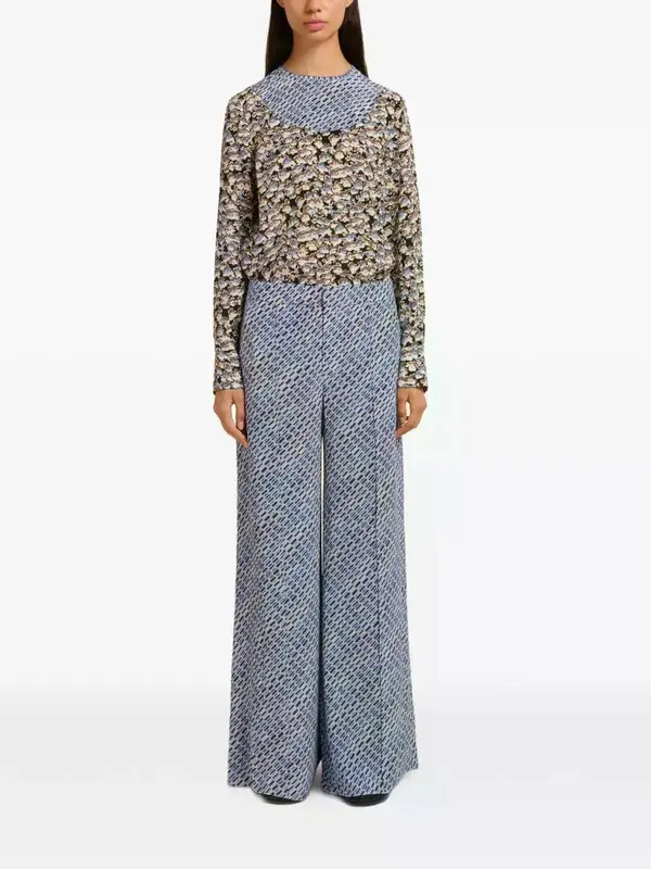 Marni Printed Silk Crêpe De Chine Wide-leg Trousers