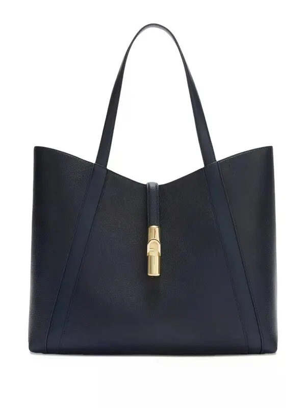 Furla Large Goccia Leather Tote Bag - Blue