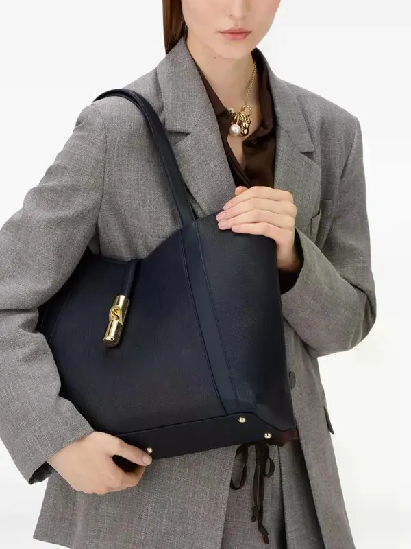 Furla Large Goccia Leather Tote Bag - Blue