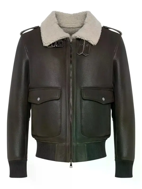 FRANZESE COLLECTION Fur Collar Leather Jacket