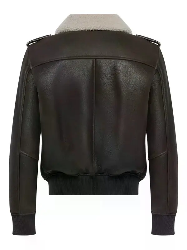 FRANZESE COLLECTION Fur Collar Leather Jacket