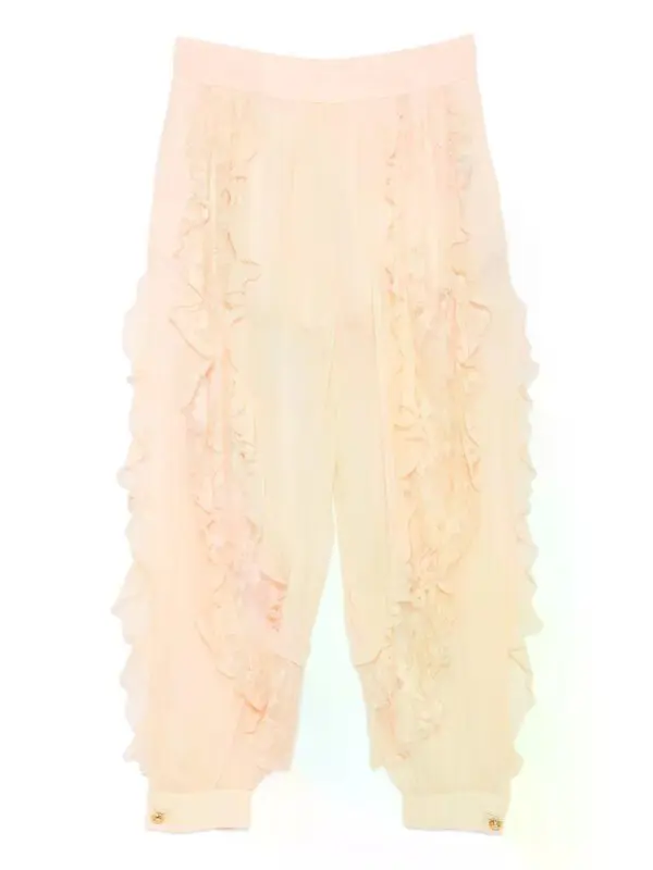 Zimmermann Rebellion Ruffled Lace Trousers - Neutrals