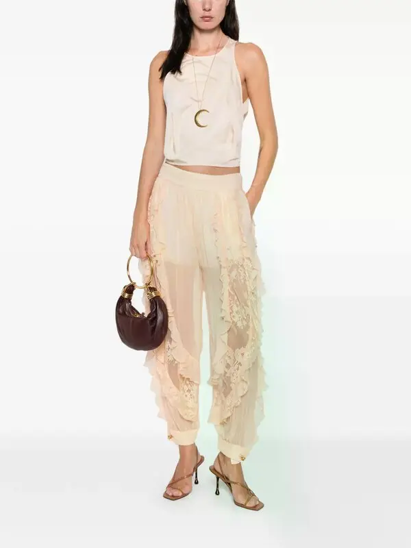 Zimmermann Rebellion Ruffled Lace Trousers - Neutrals