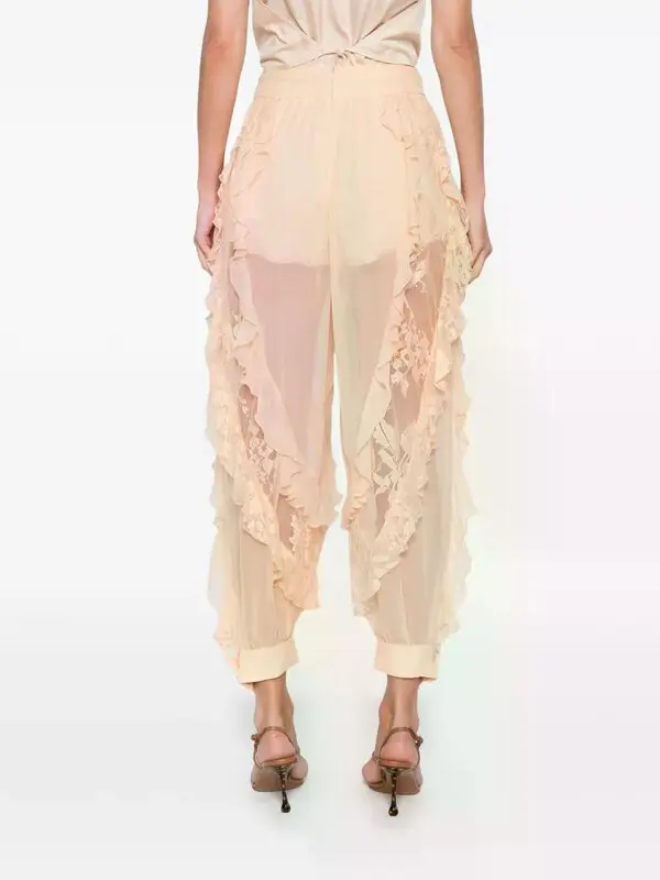 Zimmermann Rebellion Ruffled Lace Trousers - Neutrals