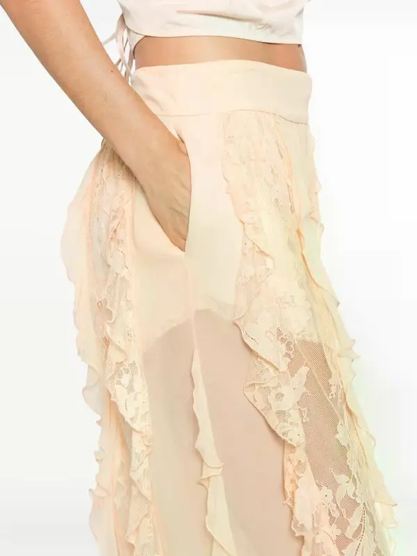 Zimmermann Rebellion Ruffled Lace Trousers - Neutrals