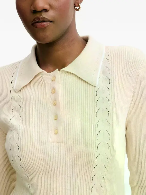 SESSUN Cable-knit Polo Shirt