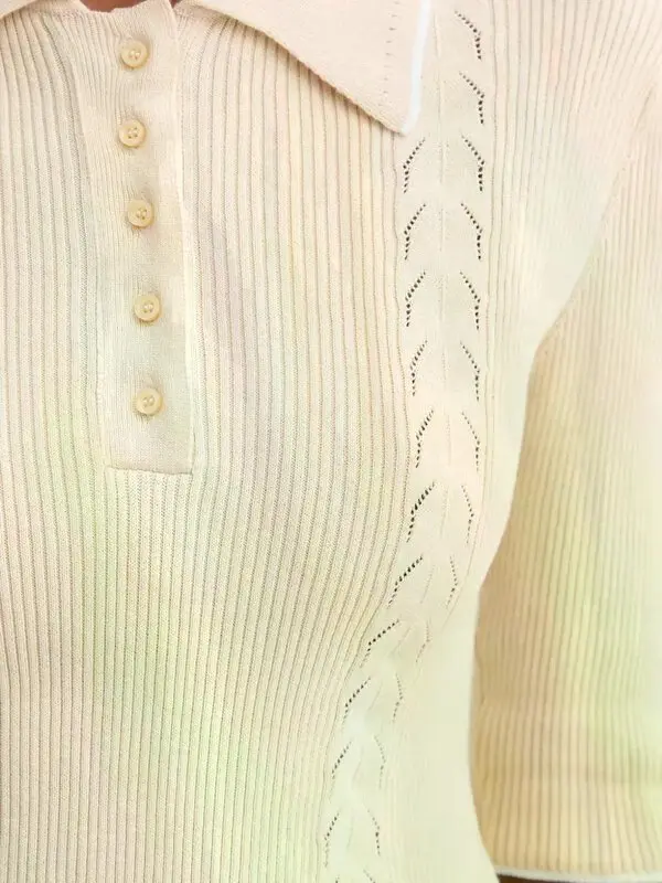 SESSUN Cable-knit Polo Shirt