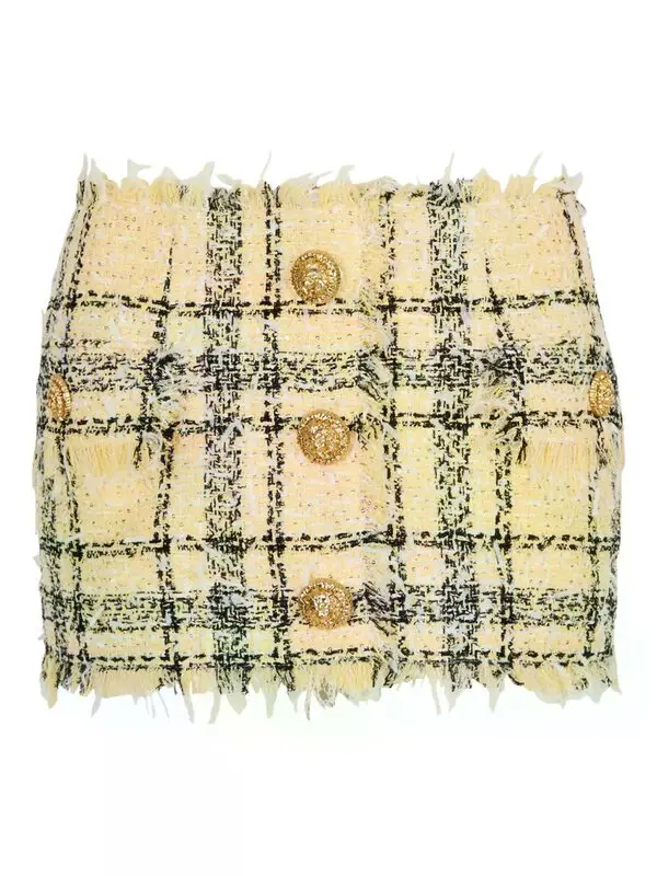 Balmain Mini Tweed Skirt - Yellow