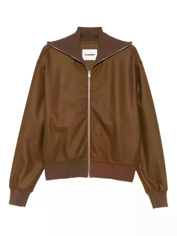 JIL SANDER Zip-up Ribbed Bomber Jacket