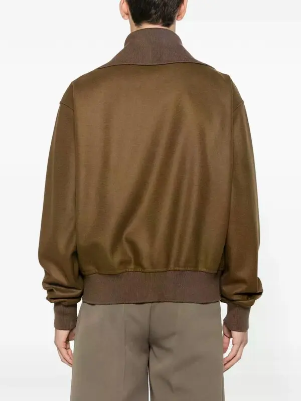 JIL SANDER Zip-up Ribbed Bomber Jacket
