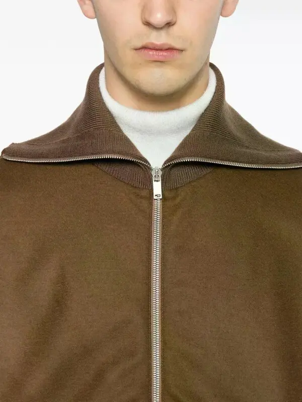 JIL SANDER Zip-up Ribbed Bomber Jacket