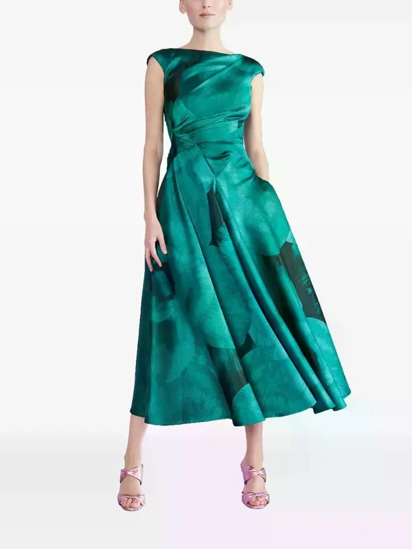 Talbot Runhof Jacquard Draped Dress