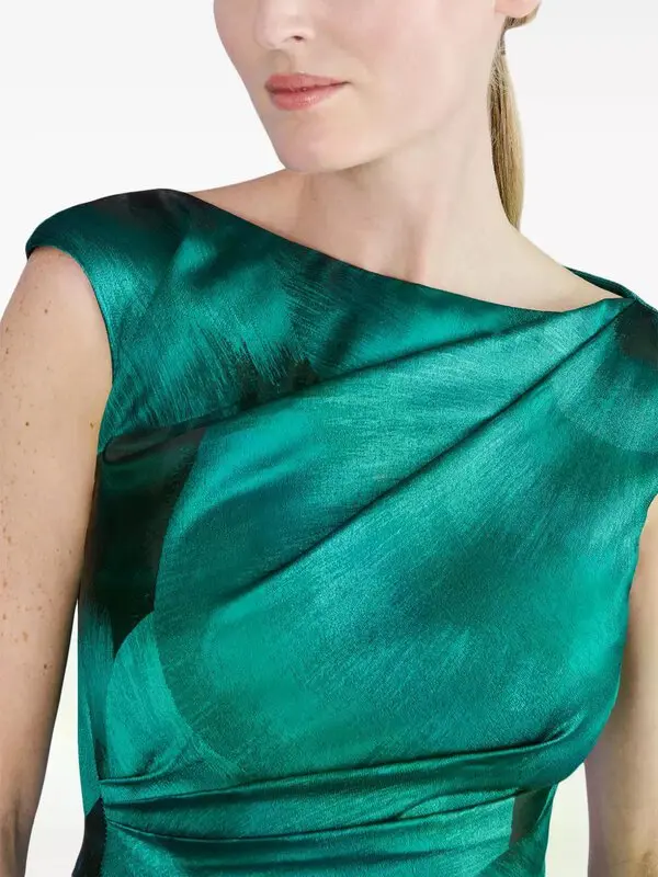 Talbot Runhof Jacquard Draped Dress