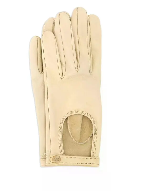 Valentino Garavani Cut-out Leather Gloves - Neutrals