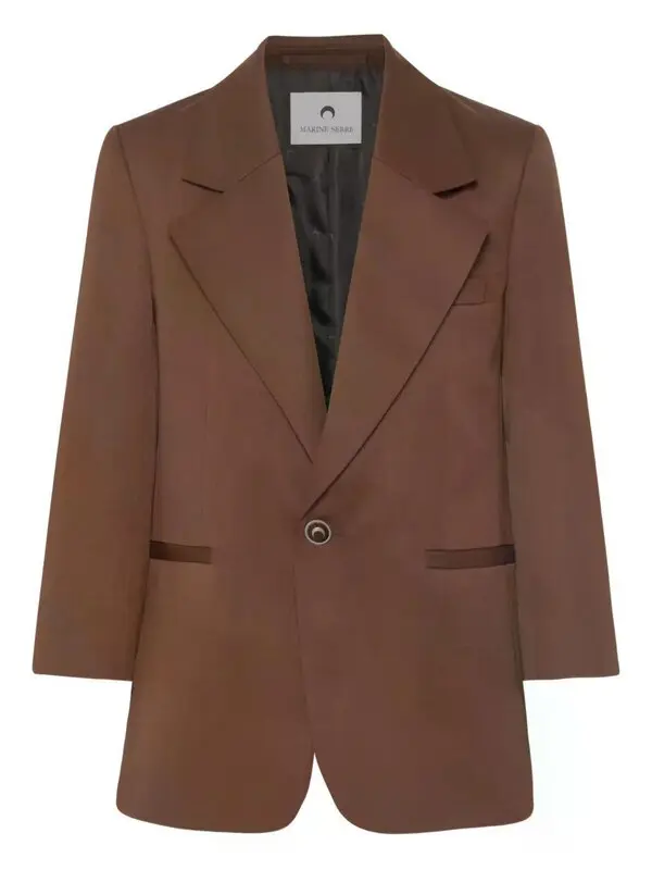 MARINE SERRE Wool Boxy Blazer - Brown