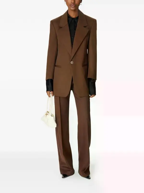 MARINE SERRE Wool Boxy Blazer - Brown