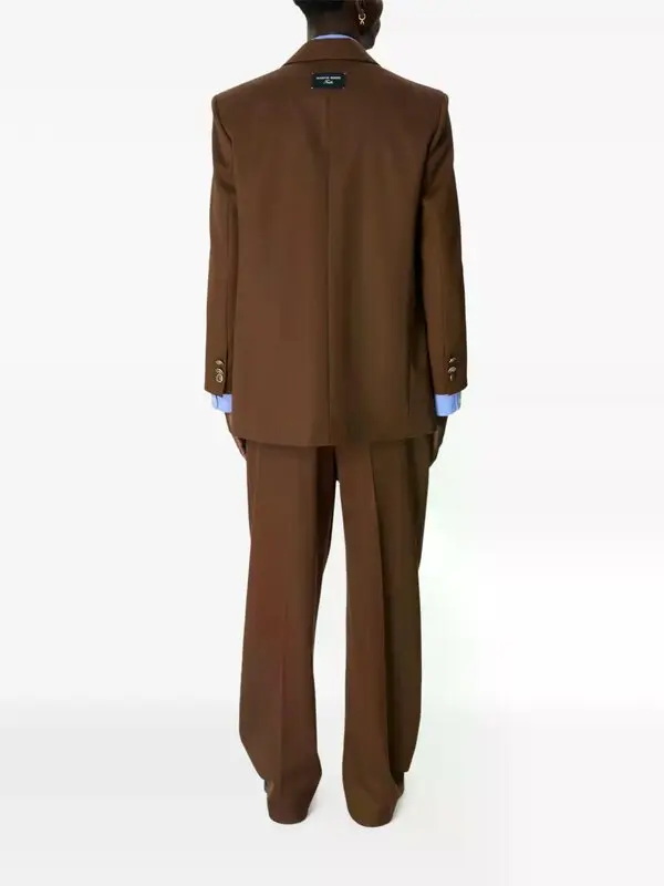 MARINE SERRE Wool Boxy Blazer - Brown