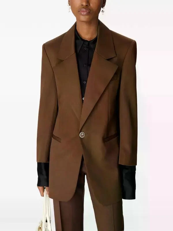 MARINE SERRE Wool Boxy Blazer - Brown