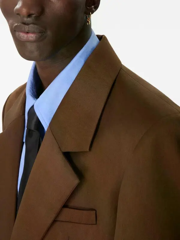 MARINE SERRE Wool Boxy Blazer - Brown