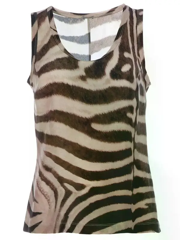 Mantū Zebra Print Silk Tank Top