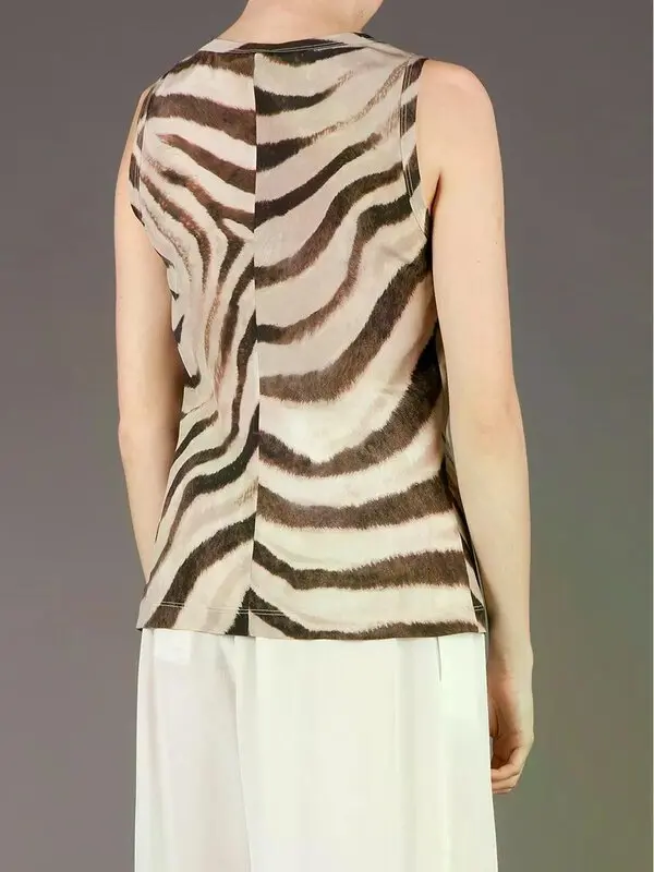 Mantū Zebra Print Silk Tank Top