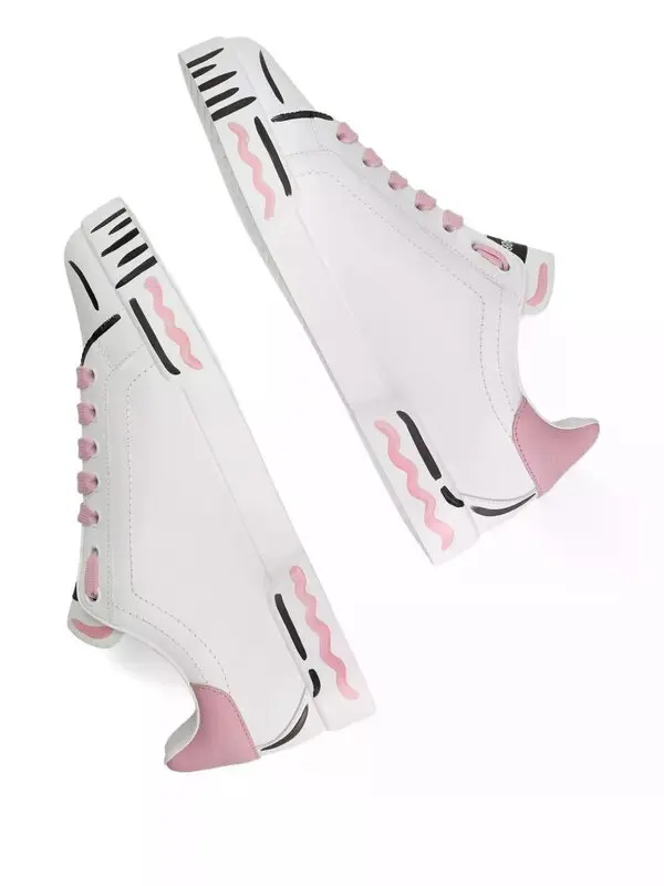 Dolce & Gabbana Portofino Light Strobel Nappa Calfskin Sneakers - White