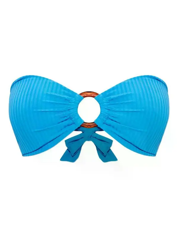 Melissa Odabash Ribbed Bandeau Bikini Top With Ring Detail - Blue